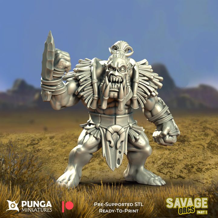 3D Printable Savage Orcs Complete Set by Punga Miniatures
